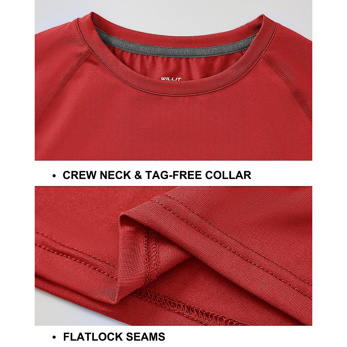 Willit Boys' Compression Shirts Youth Long Sleeve Football Undershirts Kids Baseball Quick Dry Baselayer Red XS