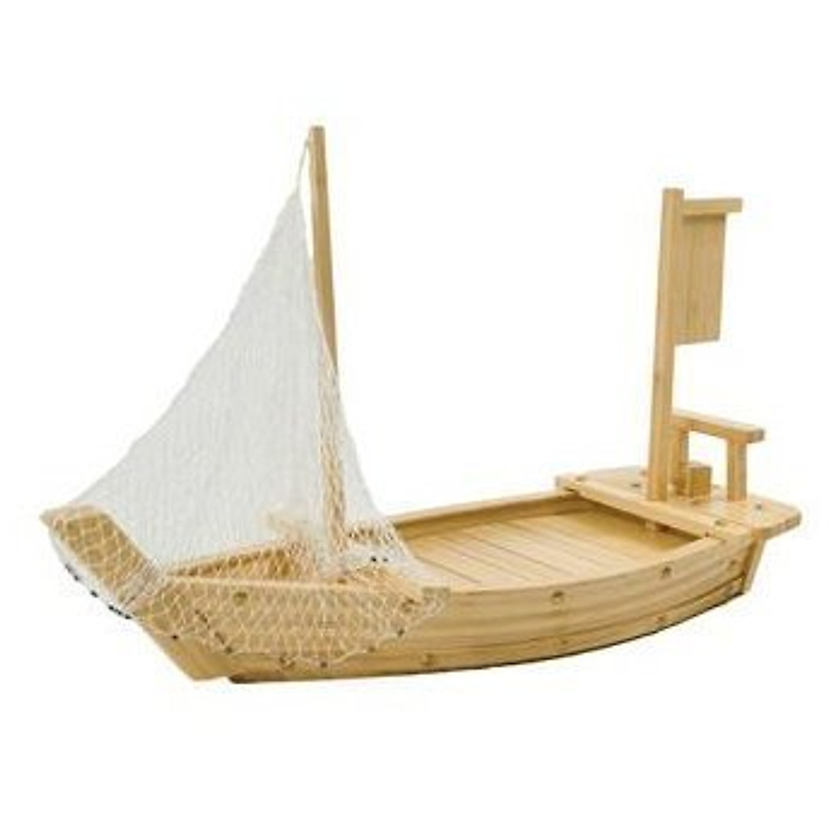 THY COLLECTIBLES Wooden Japanese Sashimi Sushi Boat Plate Serving Tray With Fishing Net (48" (120cm))