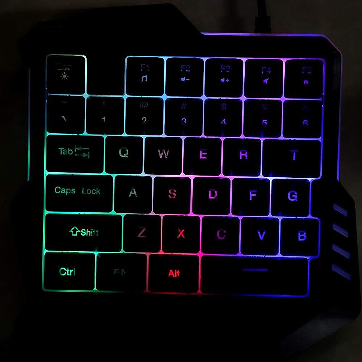 One Hand Gaming Keyboard, OneHanded Throne Left Hand Mechanical Keypad Mobile Game External, Ergonomic High and Low Key Design for Better Gaming Experenice