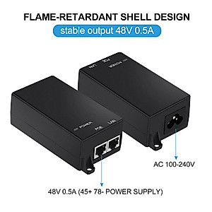 PoE Injector Adapter, NEWCARE 48V Gigabit PoE Adapter 30W, RJ-45 10/100/1000 Mbps, Up to 100 Meters (328 Feet), Support Wall-Mount, Use for IP Camera AP Switch 45+ 78- PoE Power Supply(Non-Standard)