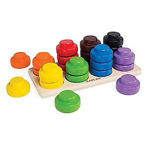 Kaplan Early Learning Toddler Color Stacker, Wooden Educational Toy for Fine Motor Development