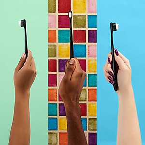 Hello Charcoal Infused Soft Bristle Toothbrush, Black, BPA Free, Vegan, Plant Based Handle, 1 Count (Pack of 6)