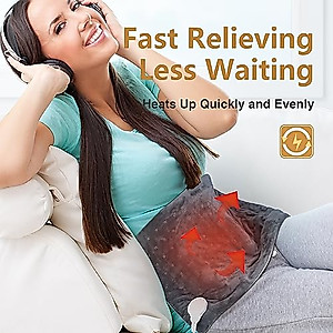 ATASA Heating Pad for Back Pain Relief & Cramp, Electric Heat Pad with 9 Heat Level, 11 Auto Shut Off, LCD Controller, Dry/Moist Heated for Waist/Abdomen/Shoulder/Neck, Machine-Washable, Gray