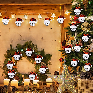 12 Pcs Mini Disco Ball Christmas Ornaments Disco Mirror Ball Tiny Disco Ball Bright Reflective Mirror Christmas Balls for Christmas Disco Party Decoration 1.97'' (Silver,Ball with Plaid Santa Hat)