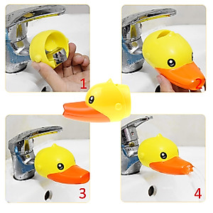 Kare & Kind Animal Shaped Faucet Extenders - 3 Pack - Fun Water Spouts for Toddlers, Kids, Children - Promotes Personal Hygiene and Handwashing - Colorful Yellow Duck, Pink and Blue Elephant Design
