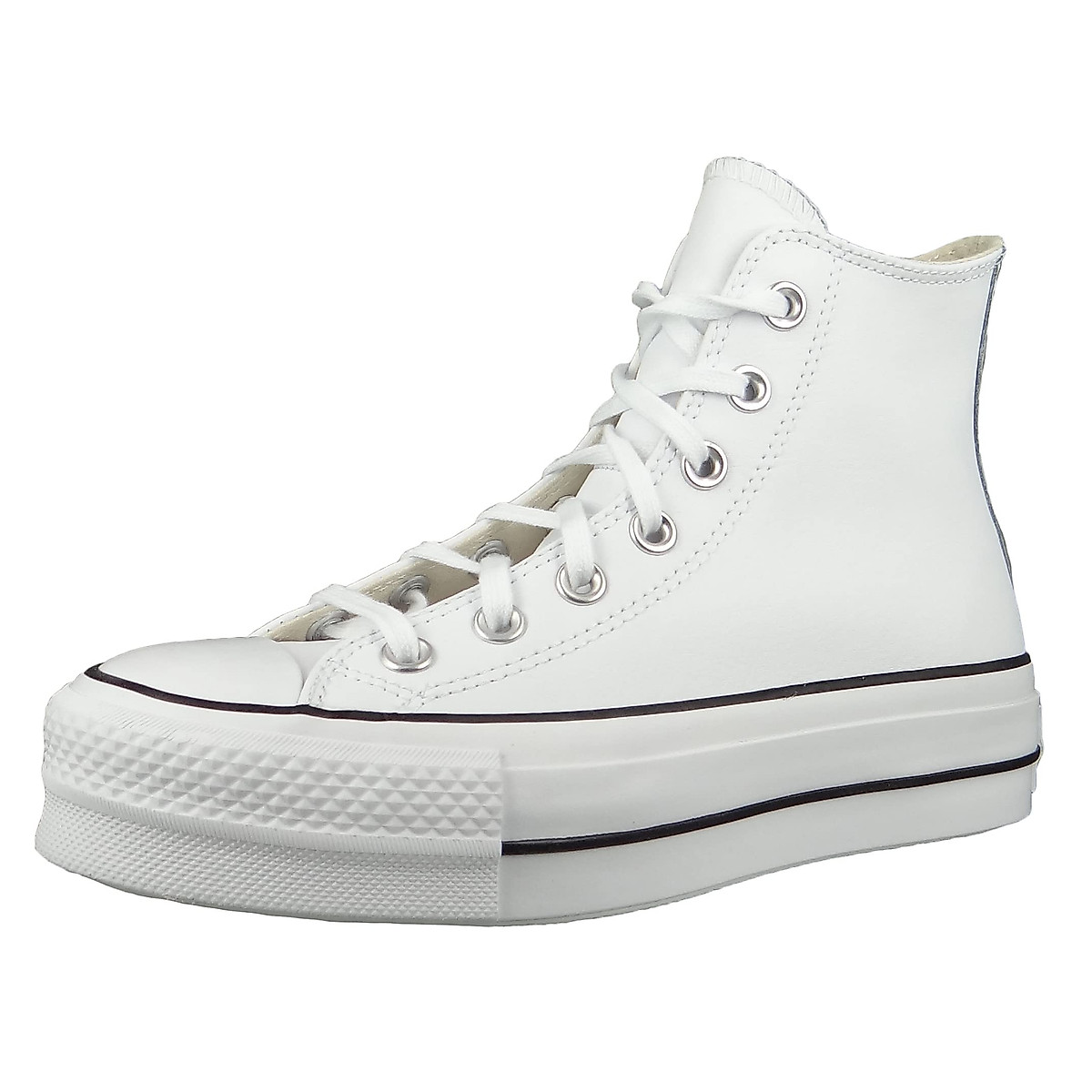 Converse Women's Chuck Taylor All Star Lift Clean HIGH TOP Sneaker, White/Black/White, 6 M US