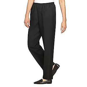Alfred Dunner Women's Around Elastic Waist Polyester Short Pull-On Style Pants, Black, 16 Petite