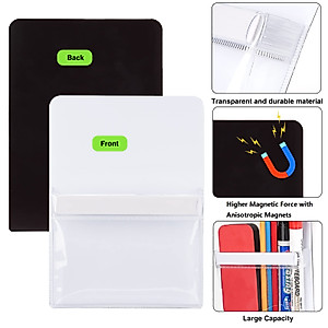 CHUNNIAO Magnetic Pencil Holders,Whiteboard Accessory Strong Magnets,Storage Pen Pocket for Your Fridge, School Locker, Office cabinets