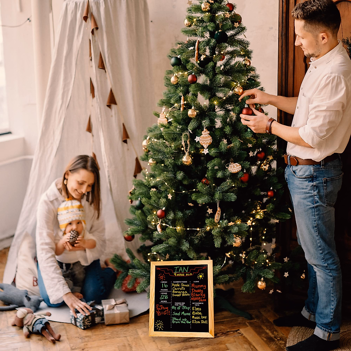 2 in 1 Reversible Monthly Baby Milestone Board & Pregnancy Baby Milestone Chalkboard | Baby Board | Baby Monthly Chalkboard Sign | Pregnancy Announcement | Baby Bump | Gift Mom Baby Shower | 12" x 16"