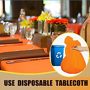 FULDGAENR Orange Plastic Tablecloth, Disposable Orange Table Cloths Plastic 54x108 Inch Size for 6-8 Foot Rectangle Table Indoor/Outdoor Parties Birthdays Weddings Anniversary - 1 Pack, Orange