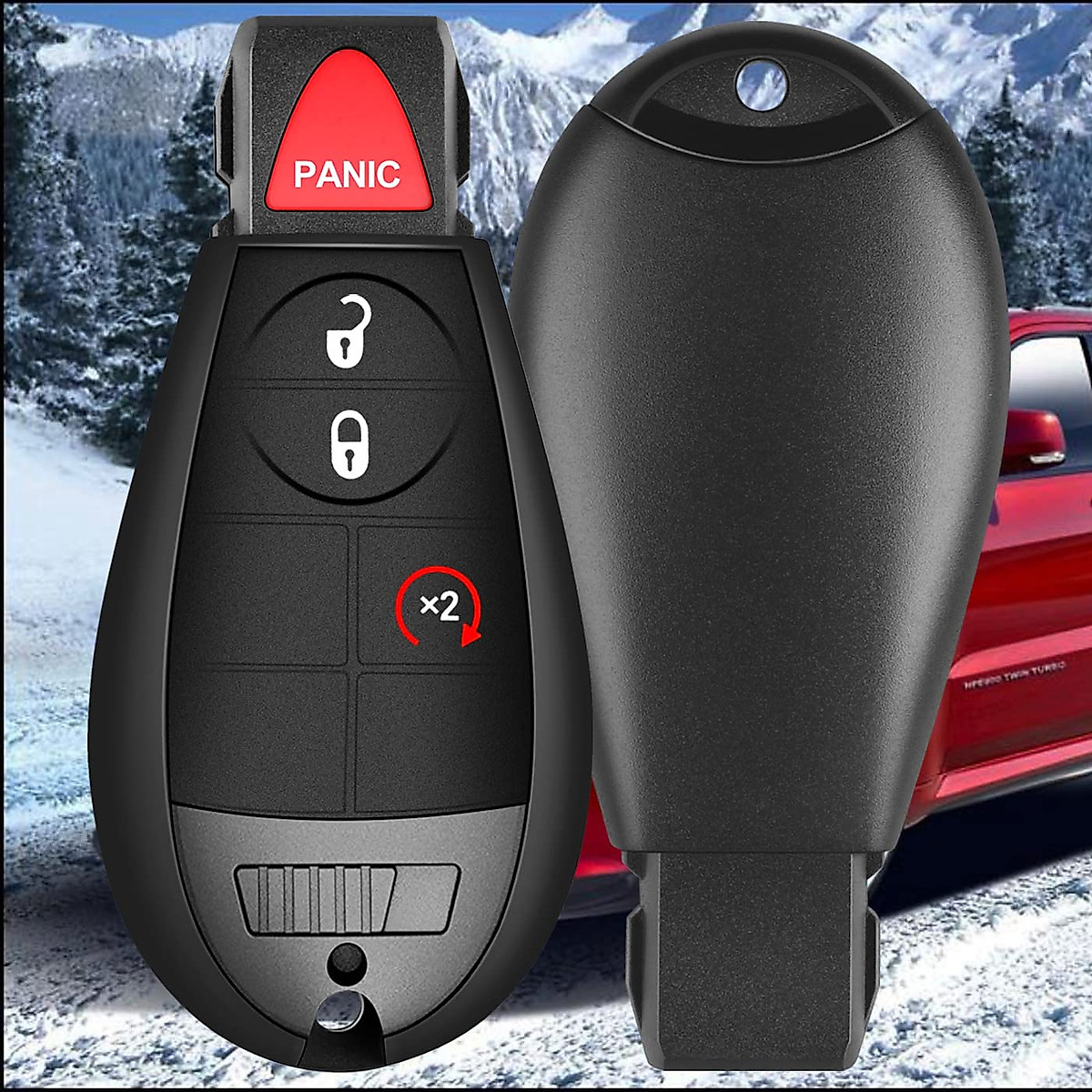 Key Fob FOBIK Replacement for Dodge Ram 1500 2500 3500 Truck Pickup 2009-2012 Journey Challenger/Grand Caravan Jeep Grand Cherokee/Commander Keyless Entry Remote Start Control(M3N5WY783X) 2PCS