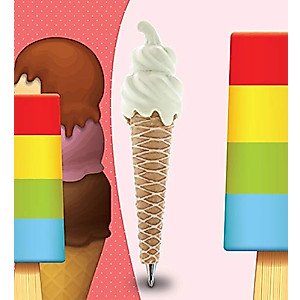 Planet Pens Vanilla Ice Cream Cone Cold Sweet Desserts Resin Writing Ballpoint Pen Unique Black Inked Cute Writing Tool Collection 5 Inch Foodies Novelty Party Giveaways