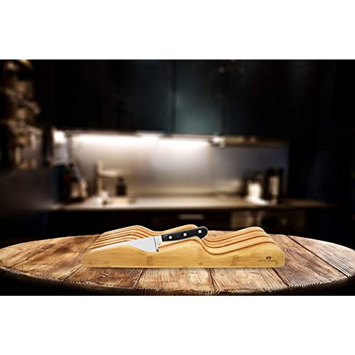 ROYALHOUSE Bamboo Knife Block Holder, In-Drawer Knife Drawer Organizer, Perfect for Home and Chefs, Premium Knife Holder, Gift for Any Occasion and Housewarming, Knives Not Included