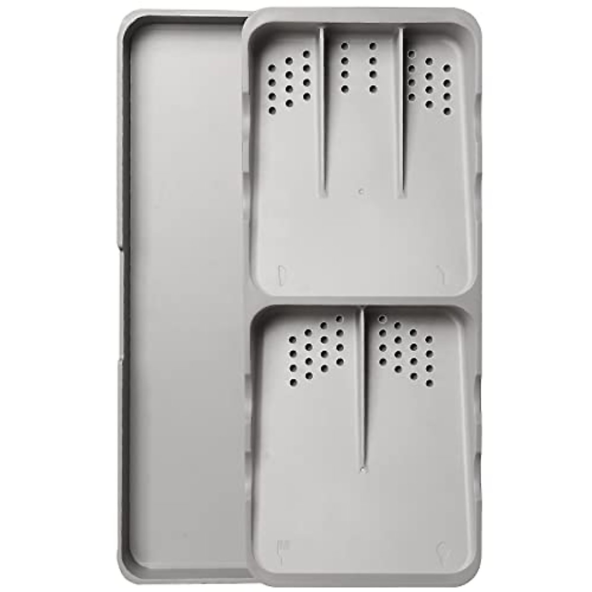 KAKUNM Expandable Utensil Organizer | Plastic Flatware Drawer Organizer, Flatware Drawer Tray for Silverware, Cutlery Holder With 6 Compartments Compact Storage Organization for Spoons Forks Knives