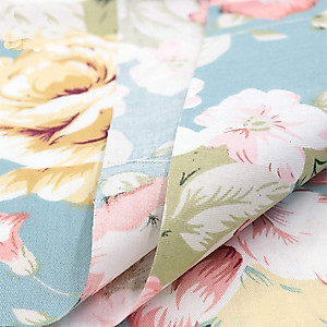 Hanjunzhao Vintage Floral Print Fabric by The Yard, Precuts Cotton Fabric 39 by 63 inches for Quilting, Sewing, Crafts, Home Décor (Green)