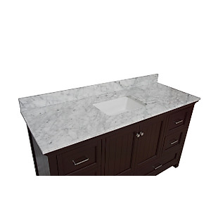 Kitchen Bath Collection Paige 60-inch Single Bathroom Vanity (Carrara/Chocolate): Includes Chocolate Cabinet with Authentic Italian Carrara Marble Countertop and White Ceramic Sink
