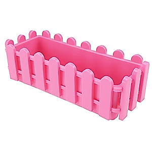 Yardwe Rectangular Plastic Flower Pot Small Creative Plant Pot Fence Shaped Window Box Planters for Garden Bonsai Home Office Decoration 9.1 x 3.5 x 2.8 Inch (Pink)