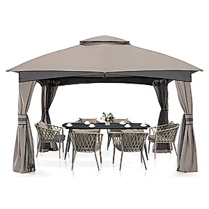 MASTERCANOPY Outdoor Patio Gazebo for Garden with Upgrade Steel Frame and Netting Walls (10x10,Gray)