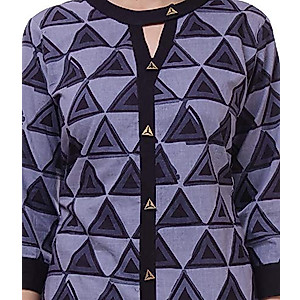 Ramkudi Indian Women's Printed Cotton Kurti Top (Grey)