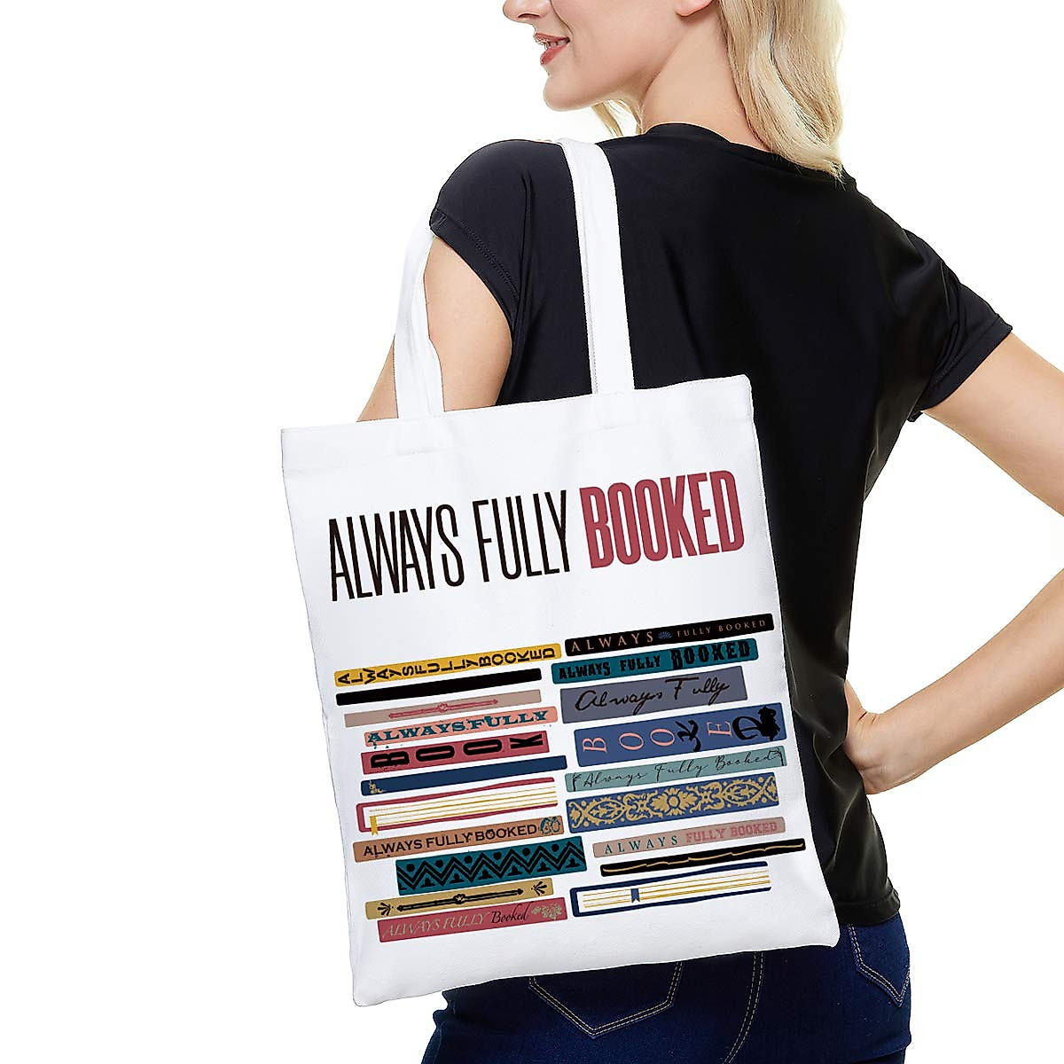 IHopes+ I want to always fully book reusable tote bags Fun library canvas tote bags for lovers, bookworms, men, women, friends for gifts