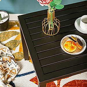 Sophia & William Small Metal End Side Table, Indoor Outdoor Square Bistro Tables, Portable Coffee Table, Rust & Weather Resistant, Black, 18.9"