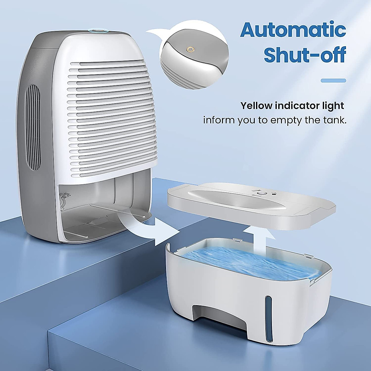 Afloia Dehumidifier for Home 52oz(1500ml) Capacity Ultra Quiet for 2200 Cubic Feet (250 sq ft) Portable Dehumidifiers for Bathroom, Bedroom, Dorm Room, Baby Room, RV