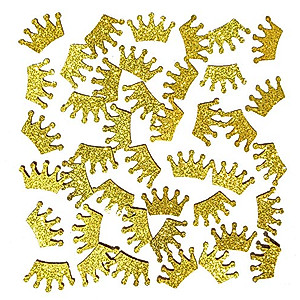 Famoby 100pcs/pack Gold Glittery Prince King Crown Confetti for Baby Shower Party Decorations