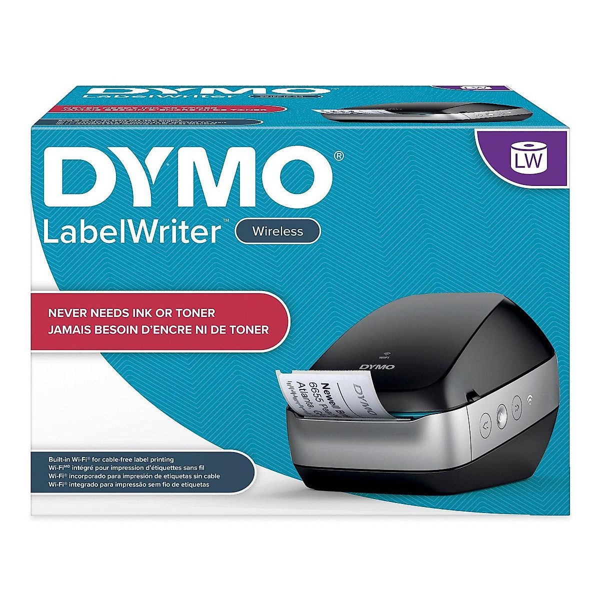 DYMO LabelWriter Wireless Label Printer, USB 2.0, WiFi Connectivity, 600 x 300 dpi, Prints 71 Address Labels Per Minute, Direct Thermal Printing Technology, Black - Includes 1 Rolls of 500 Labels