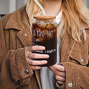 30th Birthday Gifts for Her - Happy 30th Birthday Decorations for Women - Funny 30 Birthday Gifts for Women - 30 Year Old Birthday Gifts for Women, Wife, Sister, Best Friend, Coworker - 16Oz Can Glass