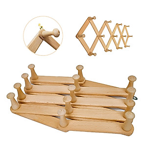 wekiweyi Expandable Accordion Wall Rack – 13 Hook Wooden Coat & Hat Rack, Multi-Functional Beech Wood Hanger for Hats, Coats, Coffee Mugs, and More, Rustic Natural Finish