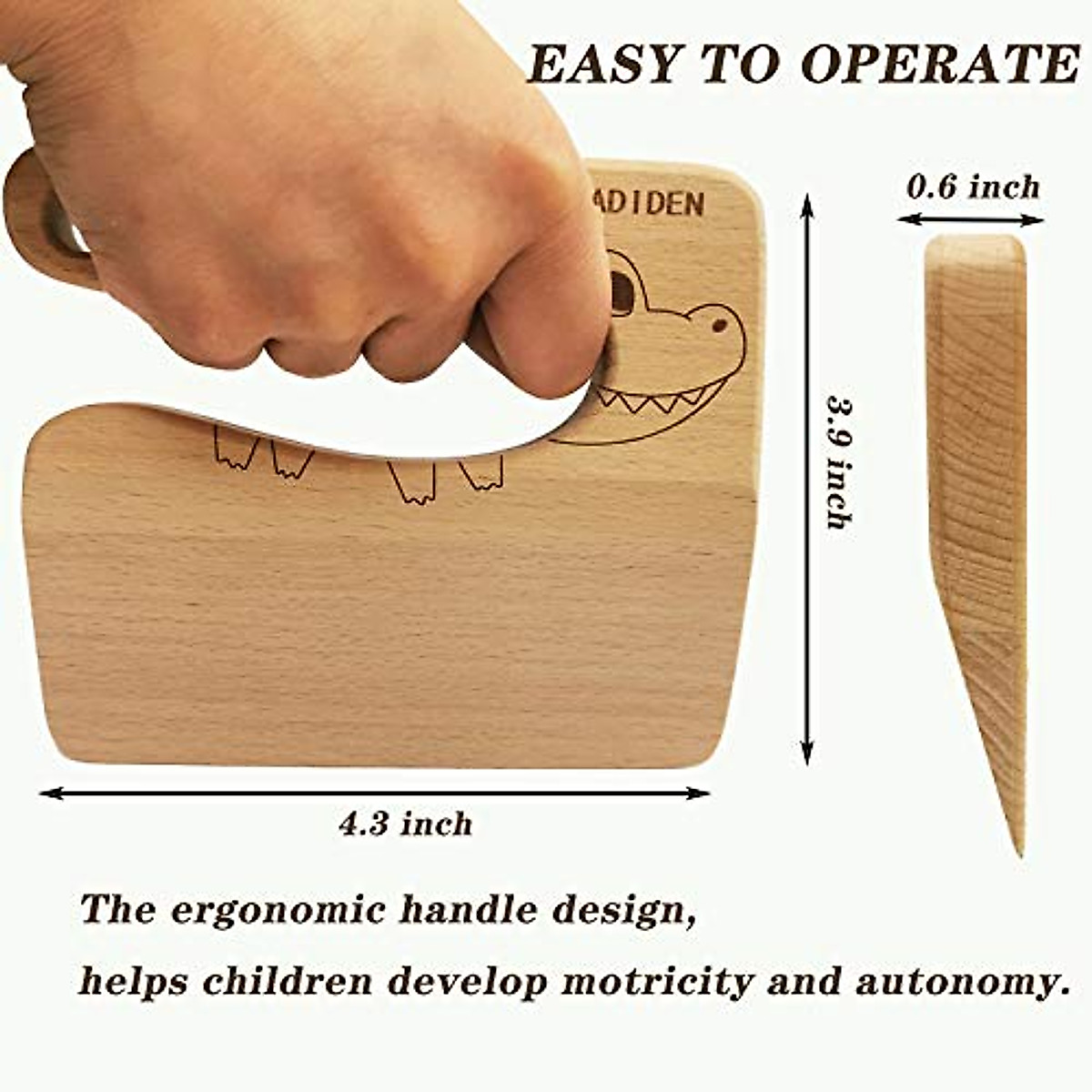Kasiden Wooden Kids Knife for Cooking,Kid Safe Knives,Kitchen Toy,Chopper,Vegetable and Fruit Cutter (For 2-8 Years Old)