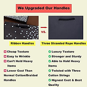 OfficeCastle 4 Pack Large Black Gift Bags with Tissue Paper, 13" Gift Bags with Star Pattern, Perfect for Birthdays, Showers, Weddings and Parties | 10" Lx5 Wx13 H, Thick Paper Bags