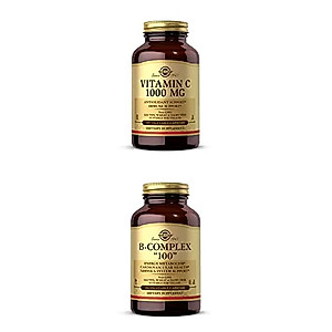 Solgar Vitamin C 1000 mg, 100 Vegetable Capsules - Antioxidant & Immune Support - Overall Health+Solgar B-Complex 100", 100 Vegetable Capsules - Heart Health