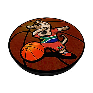 Dabbing Dog South Africa Basketball - South African Flag PopSockets Grip and Stand for Phones and Tablets