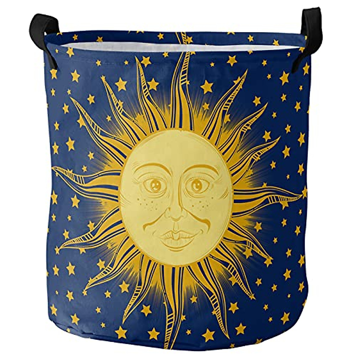 Oxford Fabric Storage Bin Star Go Around Hippie Sun Krisyeol Waterproof Collapsible Laundry Basket Dirty Clothes Hamper with Handles Storage Baskets Organizer 17x13.8