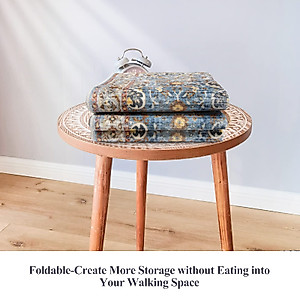 5x7 Washable Area Rug Clearance - Stain Resistant Rugs Non Slip Backing Soft Living Room Carpet for Bedroom Kitchen Dorm (Blue, 5X7)