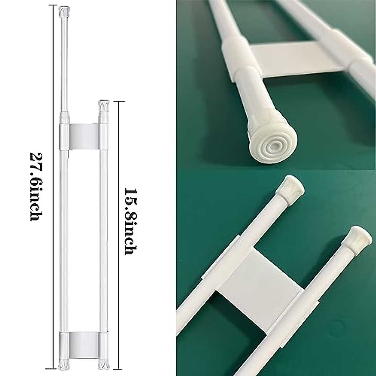5 Pieces RV Refrigerator Bar Adjustable Fridge Bars for Holding Food Drinks White Spring Tension Fridge Rod Accessories,15.8-27.6 Inch