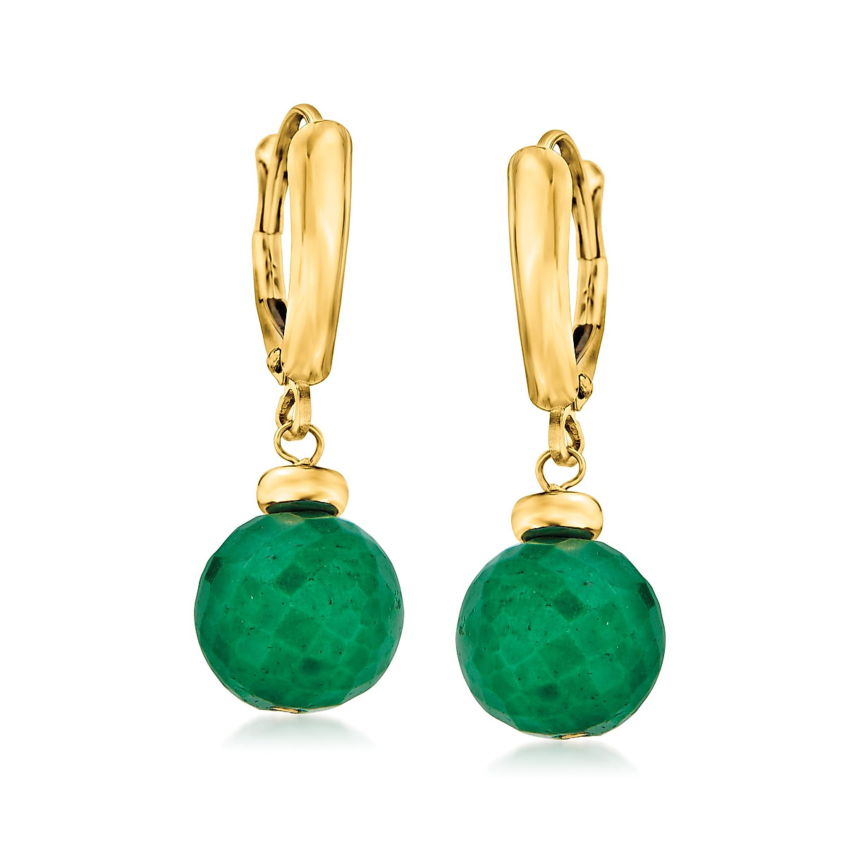 Ross-Simons 10.00 ct. t.w. Emerald Bead Drop Earrings in 14kt Yellow Gold