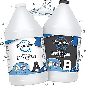 Promise Epoxy Resin Kit 2 Gallon-Crystal Clear, UV Resistant, Self Leveling, Food Safe for Table Top, Arts and Crafts, Wood Casting, Jewelry Making, Use with Mica Powder, Silicone Molds, Alcohol Ink