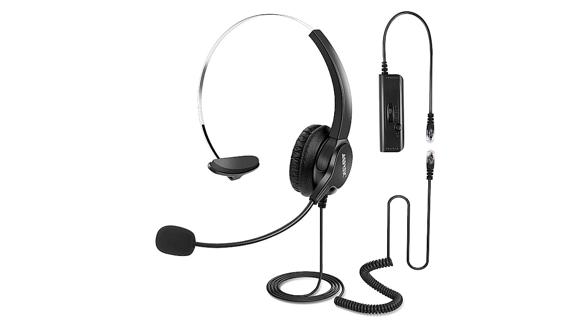 AGPTEK Noise Cancelling Headset for Desk Phones - Clear Talk & Comfort