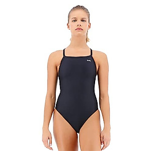 TYR Sport Girls' Solid Durafast Diamondback Swim Suit (Black, 24)