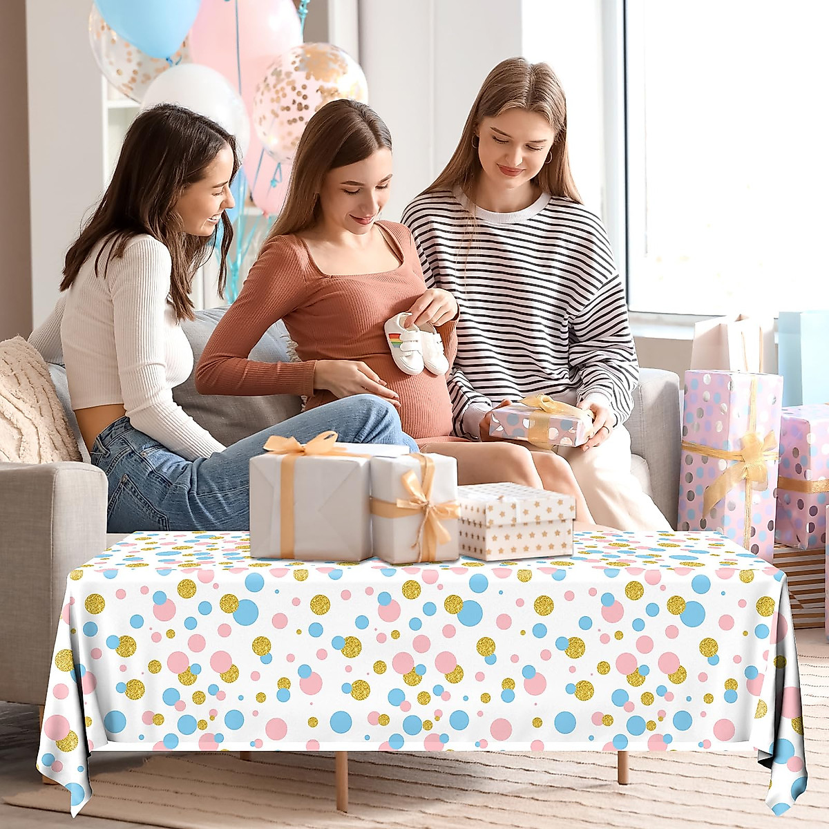 Dydamud Gender Reveal Decorations Disposable Tablecloth, 3Pcs Gender Reveal Table Cloths Baby Shower Table Cover for Boy or Girl Gender Reveal Party Decorations Supplies