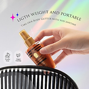 EBIN NEW YORK Egyptian Diamond Hair, Face & Body Glitter Mist - Gold 2.37oz | Quick-Drying, Long-Lasting Shiny Spray for Clothes, Rave, Festival, Travel Essentials | TikTok Trend Items