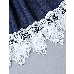 itkidboy Toddler Baby Girl Clothes Long Sleeve Dress Ruffle Denim Skirt Lace Hem Princess Party Dress Outfits Set 2-3T Blue