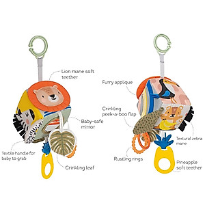 Taf Toys Discovery Cube, Newborn and Baby Developmental Activity Toy. Use on Strollers, Bassinets, Crib & Car Seats. with A Mirror, Teether. Curiosity Booster, for Ages 3-6 Months.