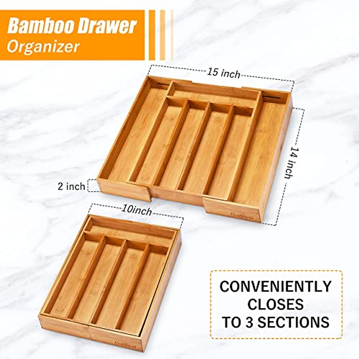 Bamboo Silverware Organizer by Bellsal