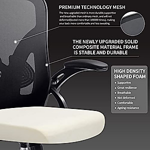 Office Chair,Ergonomic Desk Chair with Adjustable Headrest and Lumbar Support,High Back Mesh Computer Chair with Padded Flip-up Armrests,Swivel Task Chair with Large Seat,Tilt Function,Black