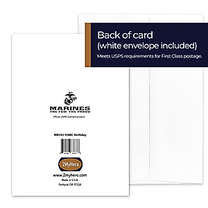 2MyHero - US Marine Corps - Military Happy Birthday Greeting Card With Envelope - 5" x 7" - Marine Corps Birthday