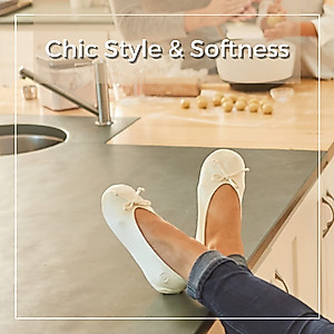 isotoner Women's Satin Ballerina Slippers with Soft Tie Bow and Suede Sole Ballet Flat, Navy Blue, 9.5-10.5