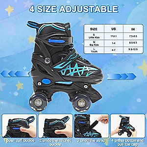 4 Size Adjustable Light up Roller Skates for Girls Boys for Kids Rainbow M and Chuang M